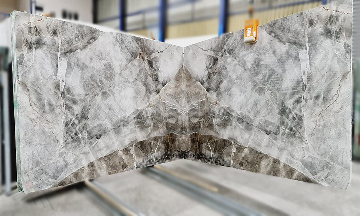 Astana Gray Marble Bookmatch Slab No.K424 | Premium Natural Stone Slab ...