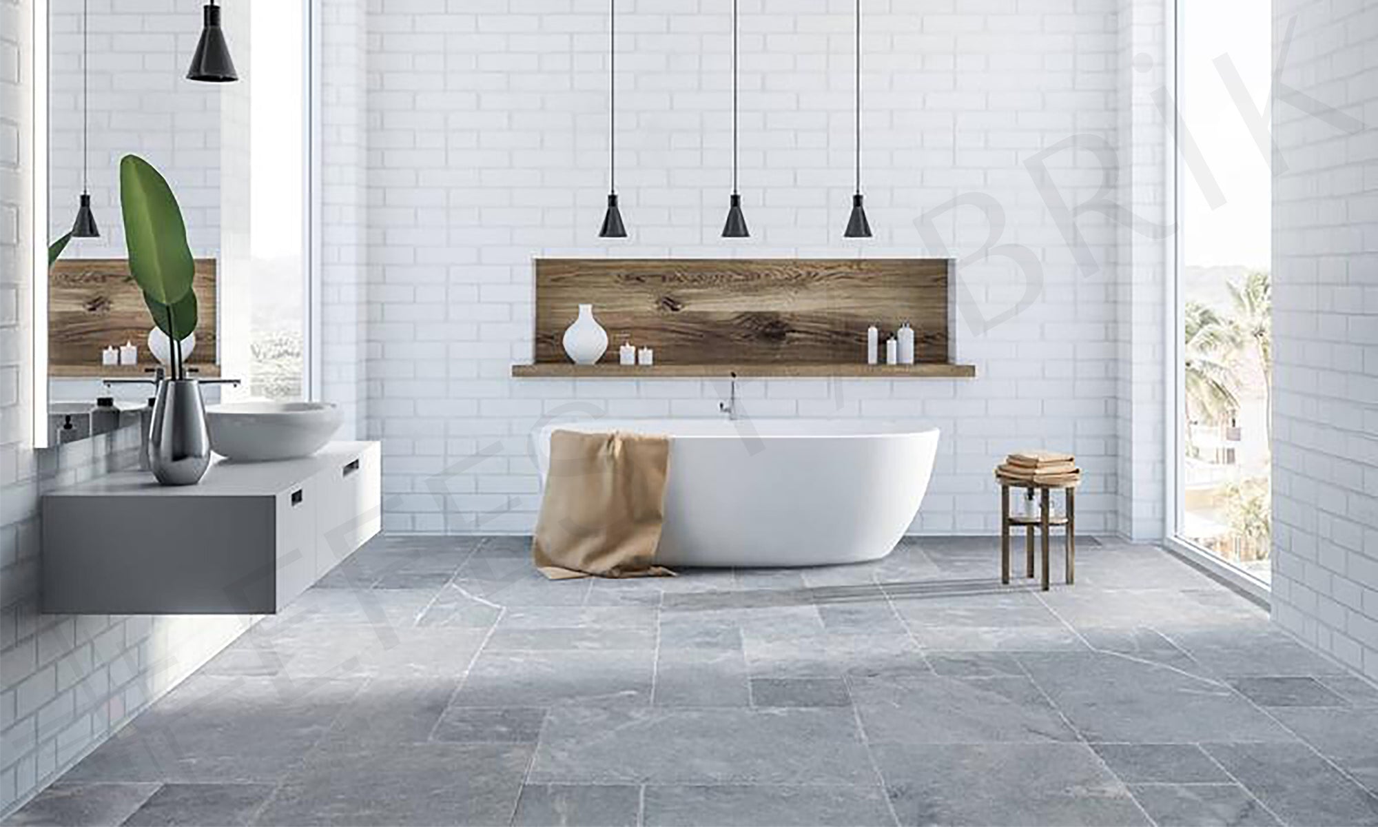 gray marble bathroom floor
