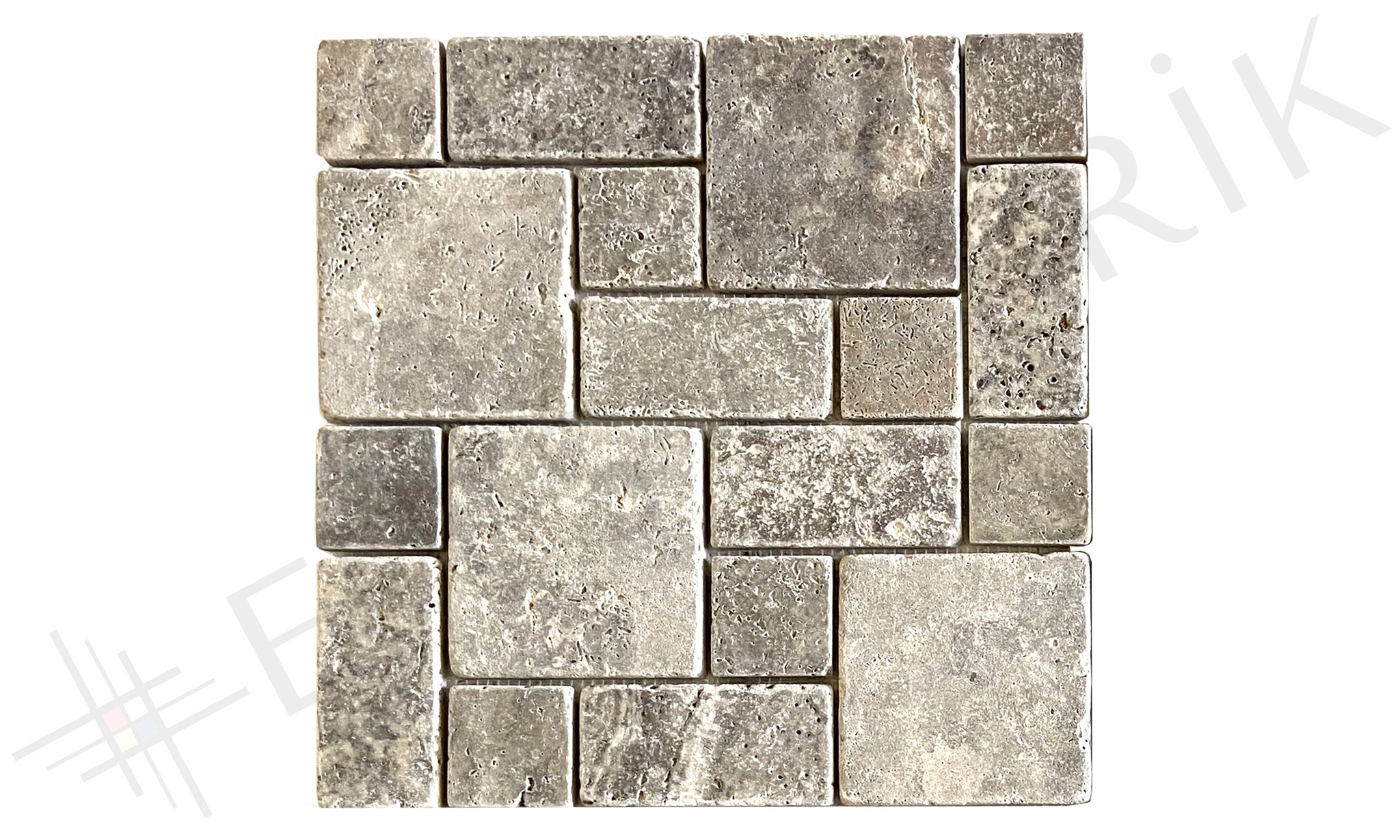 Travertine Mosaic RP-S-TT | Silver Travertine Roman Pattern Set Mosaic ...