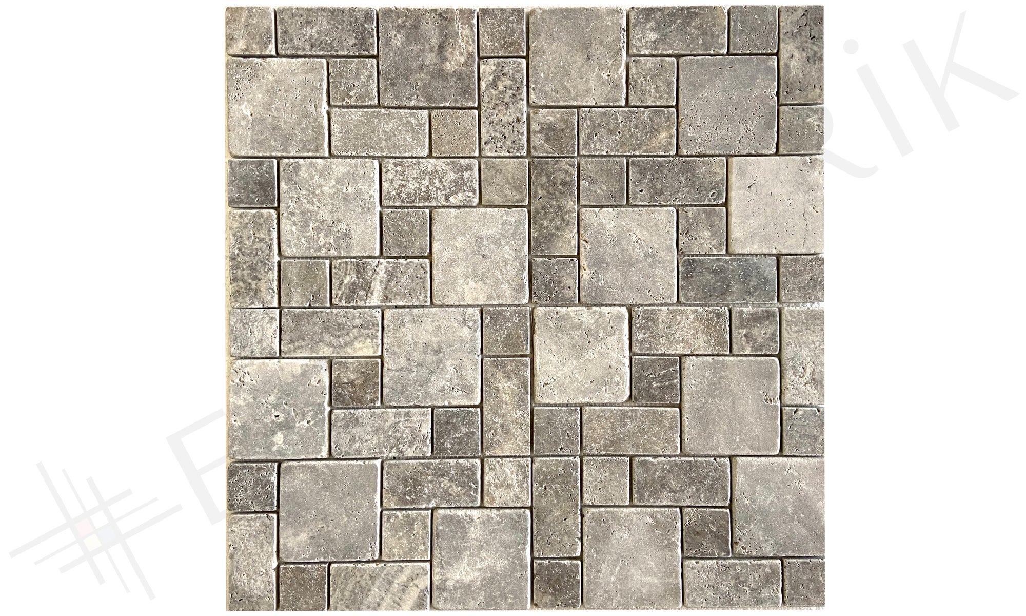 Travertine Mosaic RP-S-TT | Silver Travertine Roman Pattern Set Mosaic ...